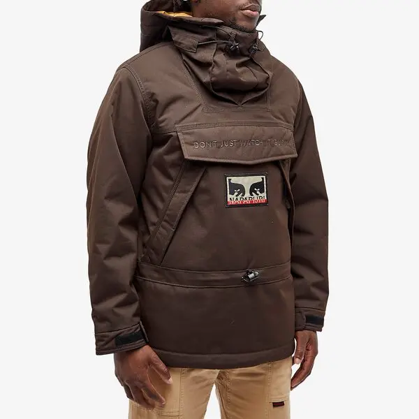 NAPAPIJRI ブラウン モッズコート Napapijri X Obey Skidoo Pop Over Jacket In Brown Ebony - 70% Off